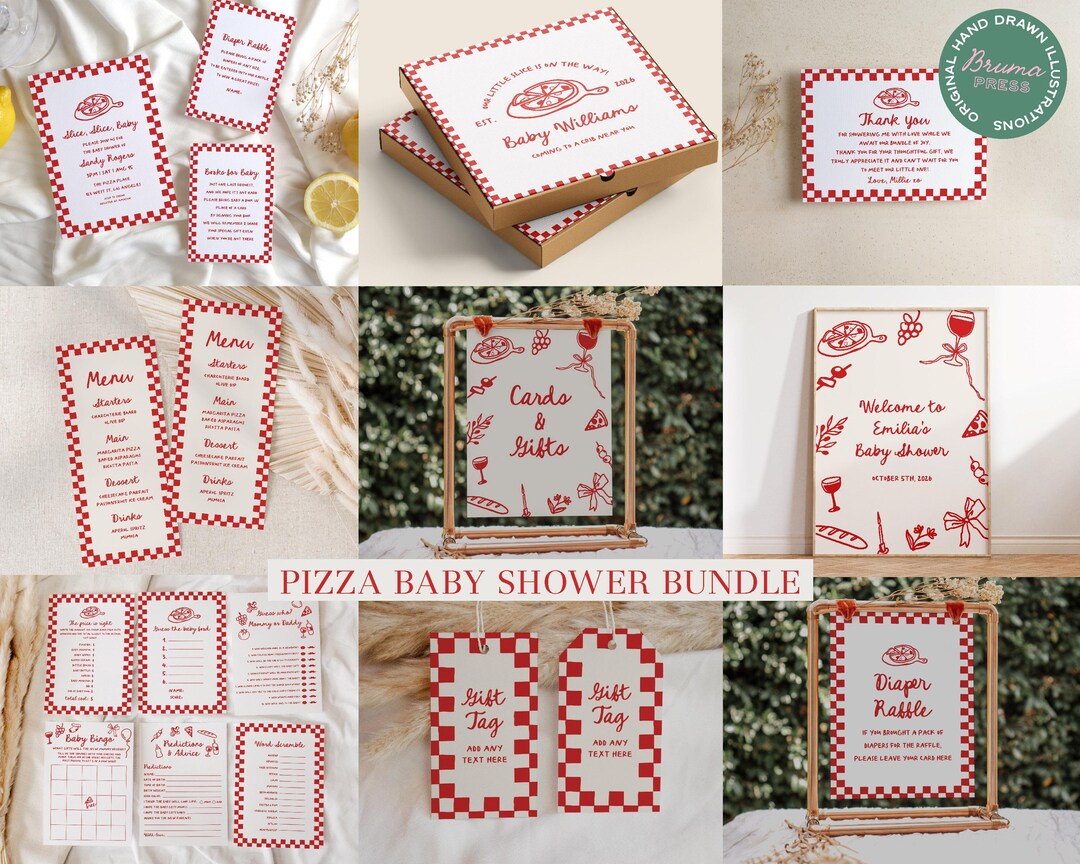 Italian Pizza Baby Shower Bundle, Ciao Bambino Baby Shower Games, Signs ...