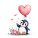 Whimsical Valentines Penguin Clipart Bundle PNG | Cute Penguin Love ...