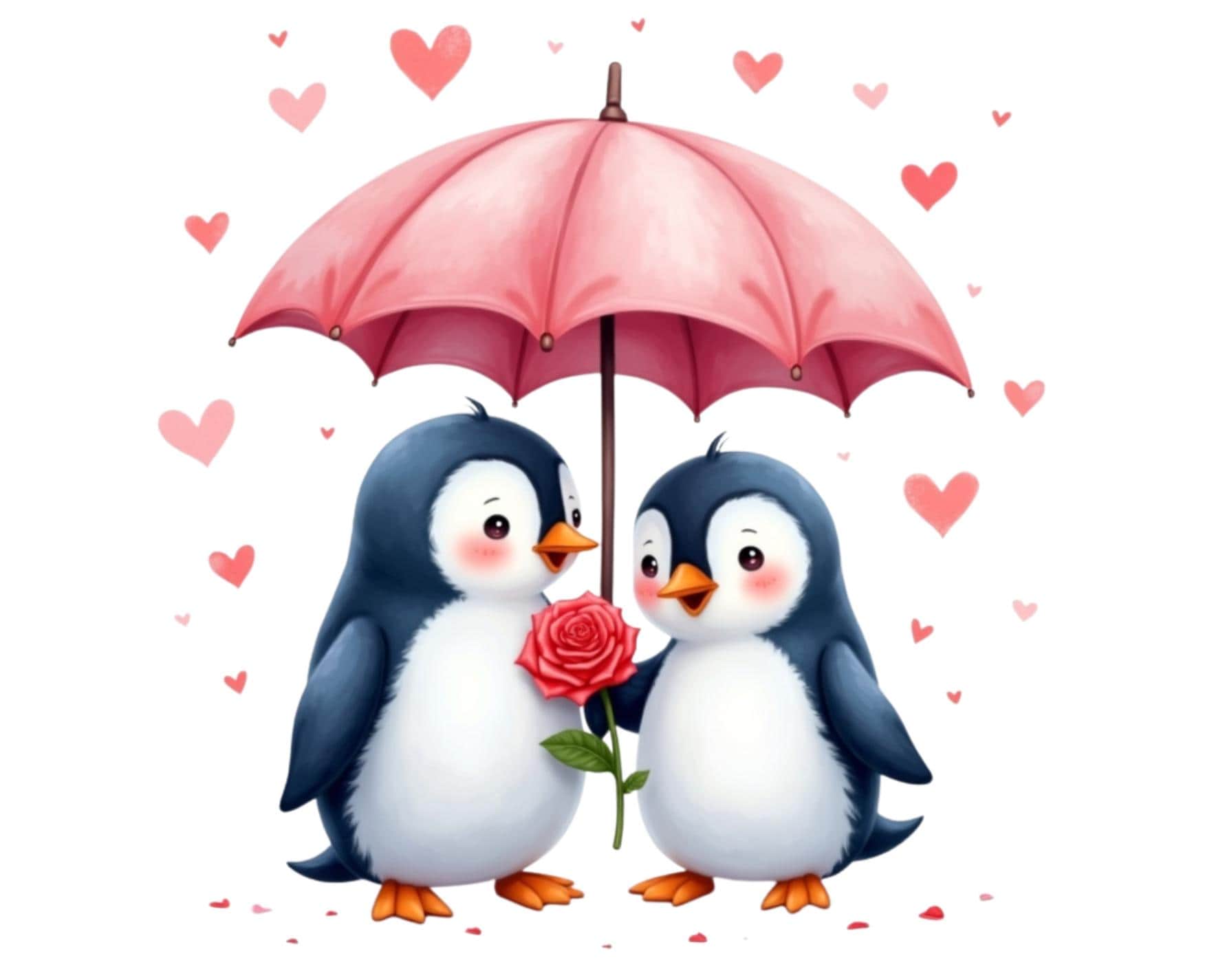 Whimsical Valentines Penguin Clipart Bundle PNG | Cute Penguin Love ...
