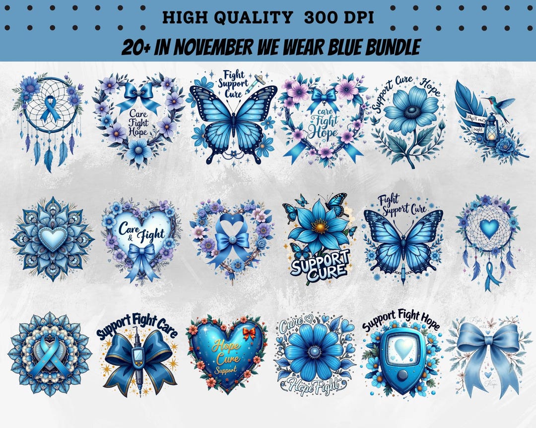 Diabetes Awareness PNG Bundle, in November We Wear Blue Clipart, Hope ...