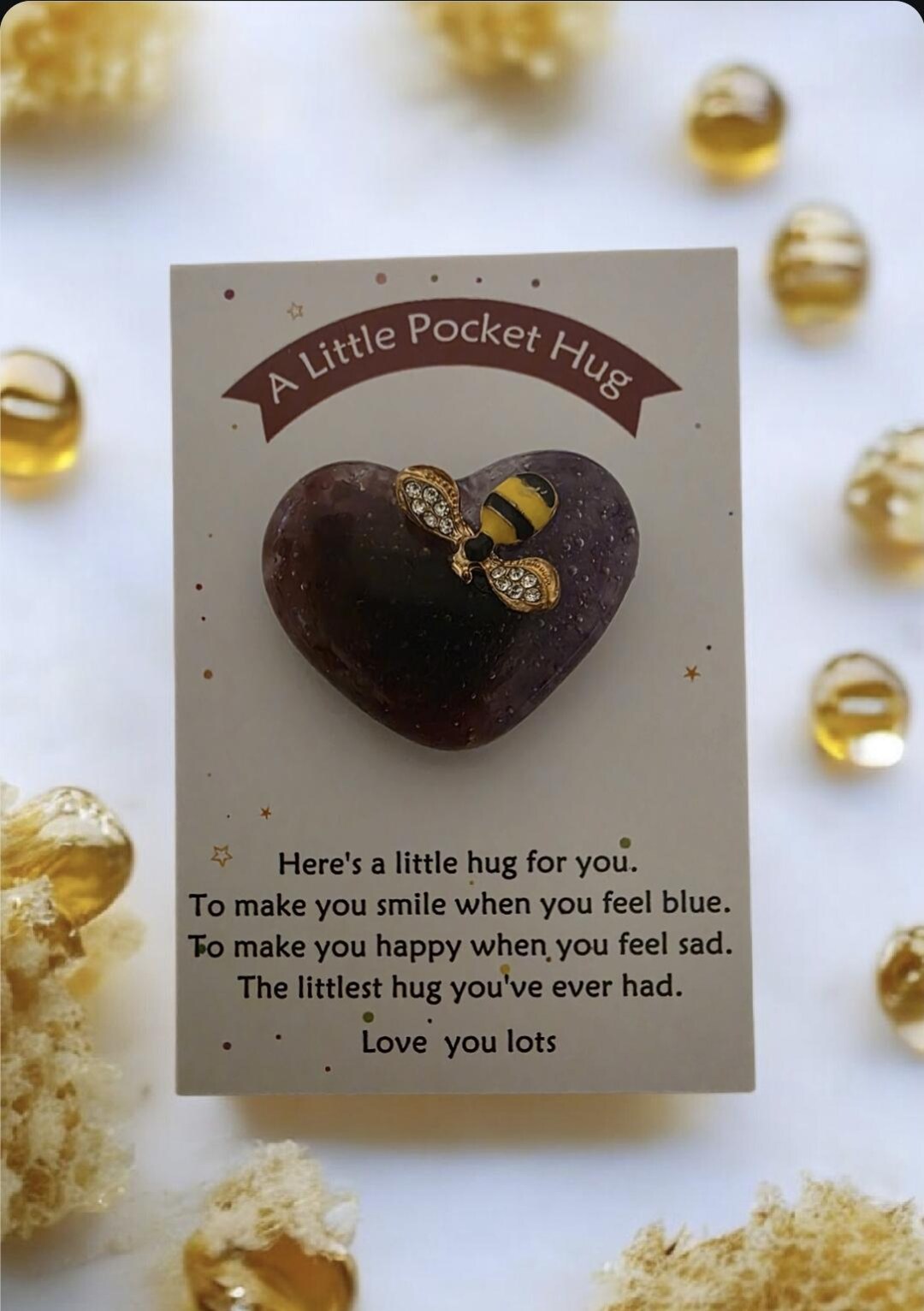 Fused Glass Pocket Hug Magnet • Bee Heart Gift • Handmade Keepsake ...