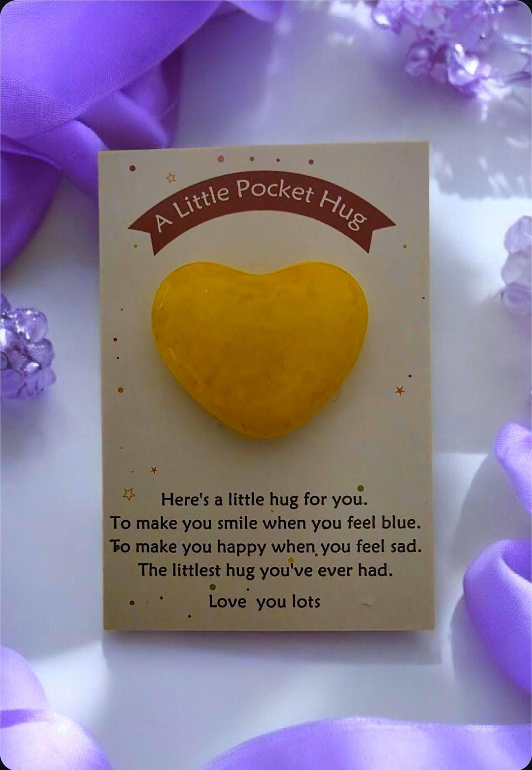 Fused Glass Pocket Hug Magnet • Golden Heart Gift • Handmade Keepsake ...