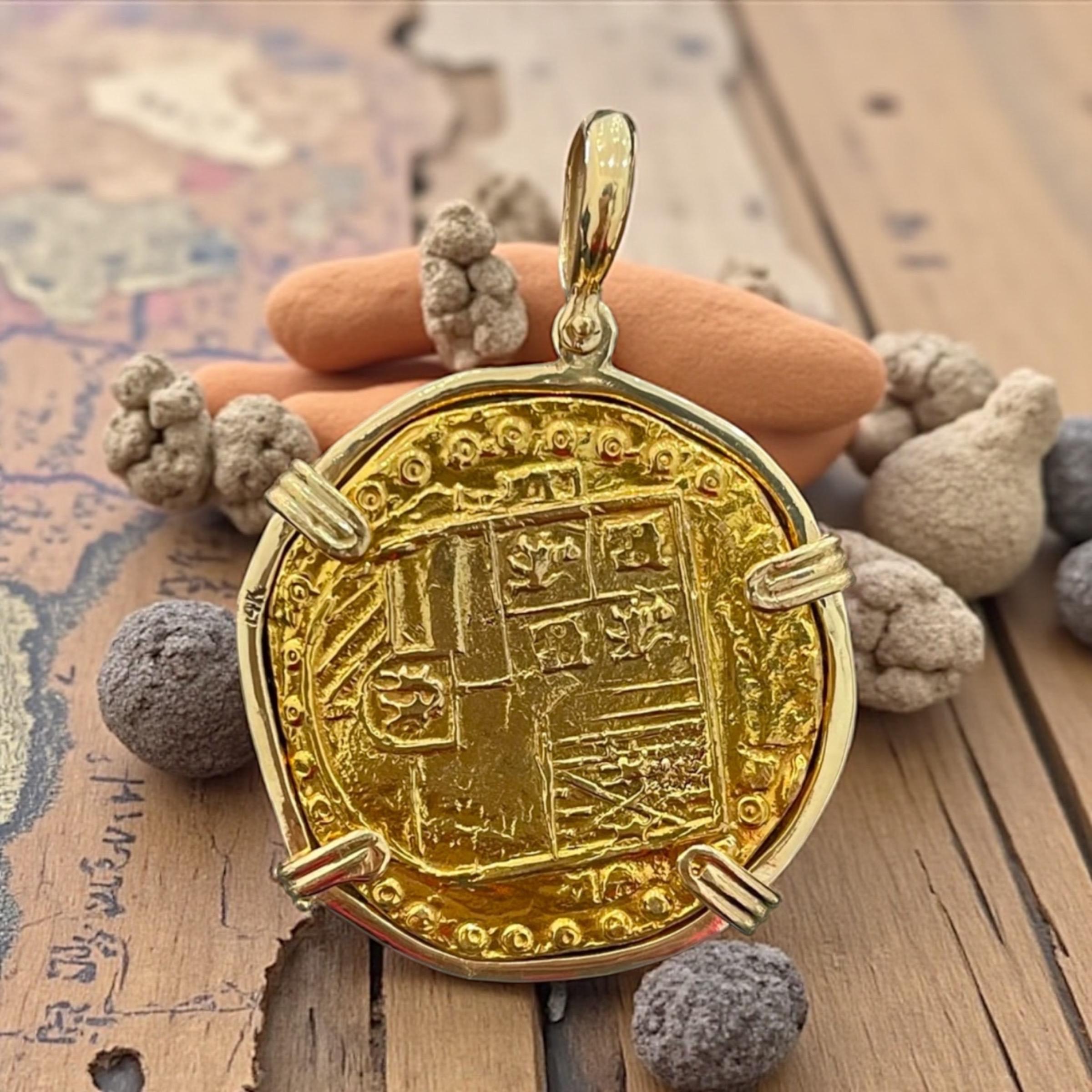 14k Solid Gold Shipwreck Coin Pendant Large Size Heavy Pendant - Etsy