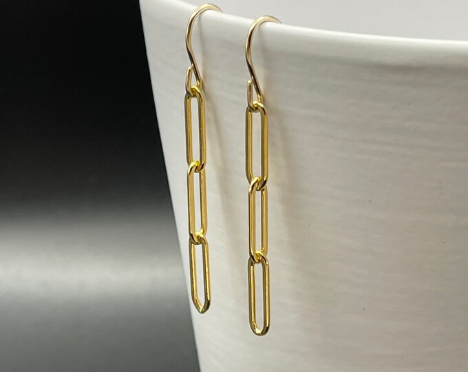 14k Gold Filled Paperclip Link Chain Earrings - Etsy