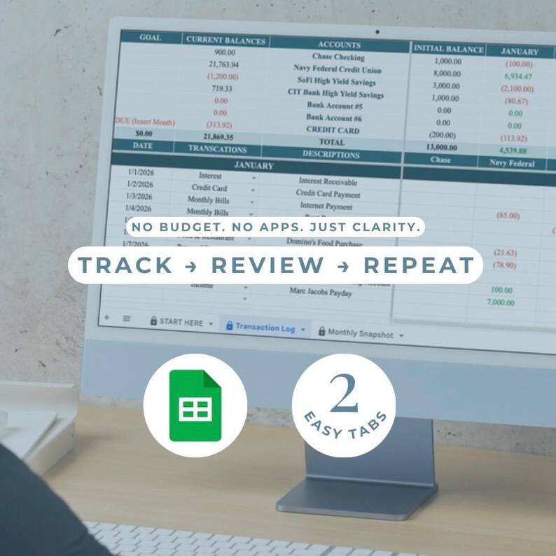Simple Monthly Money Tracker Spreadsheet | No Budget Personal Finance ...