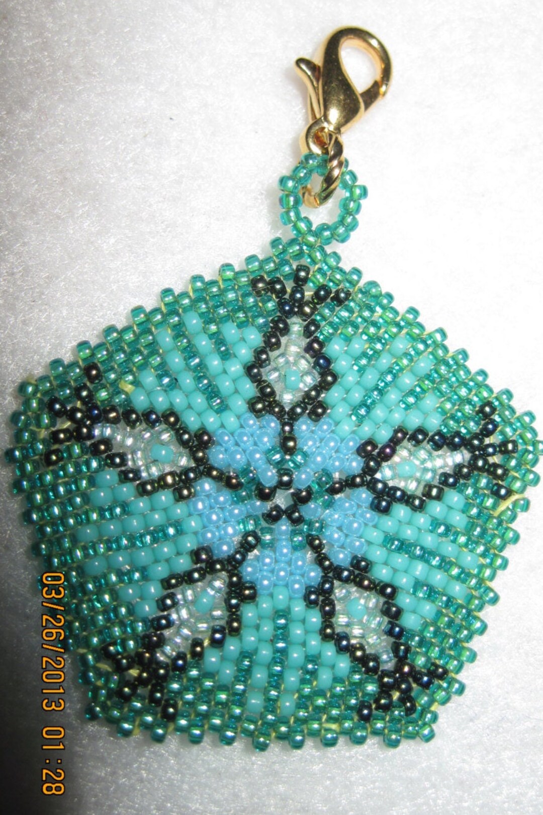 Peyote Stitched Fancy Star Pentagon Zipper Pull or Pendant...1 of a ...