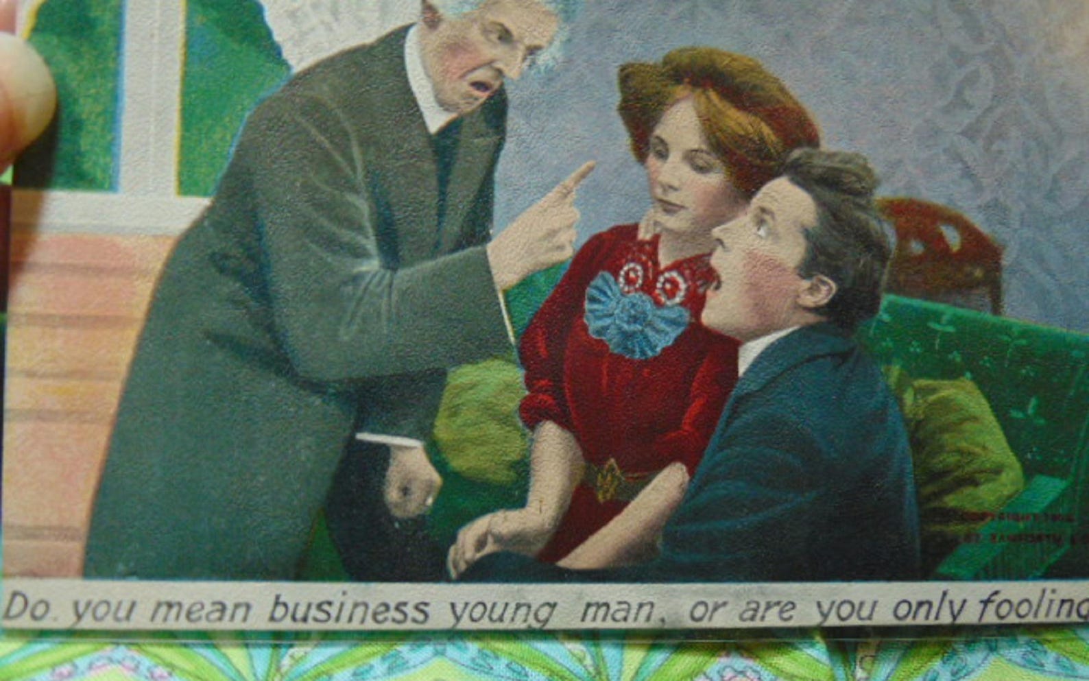 Antique Excellent 1906 Father Talking to Beau " Do You Mean Business ...