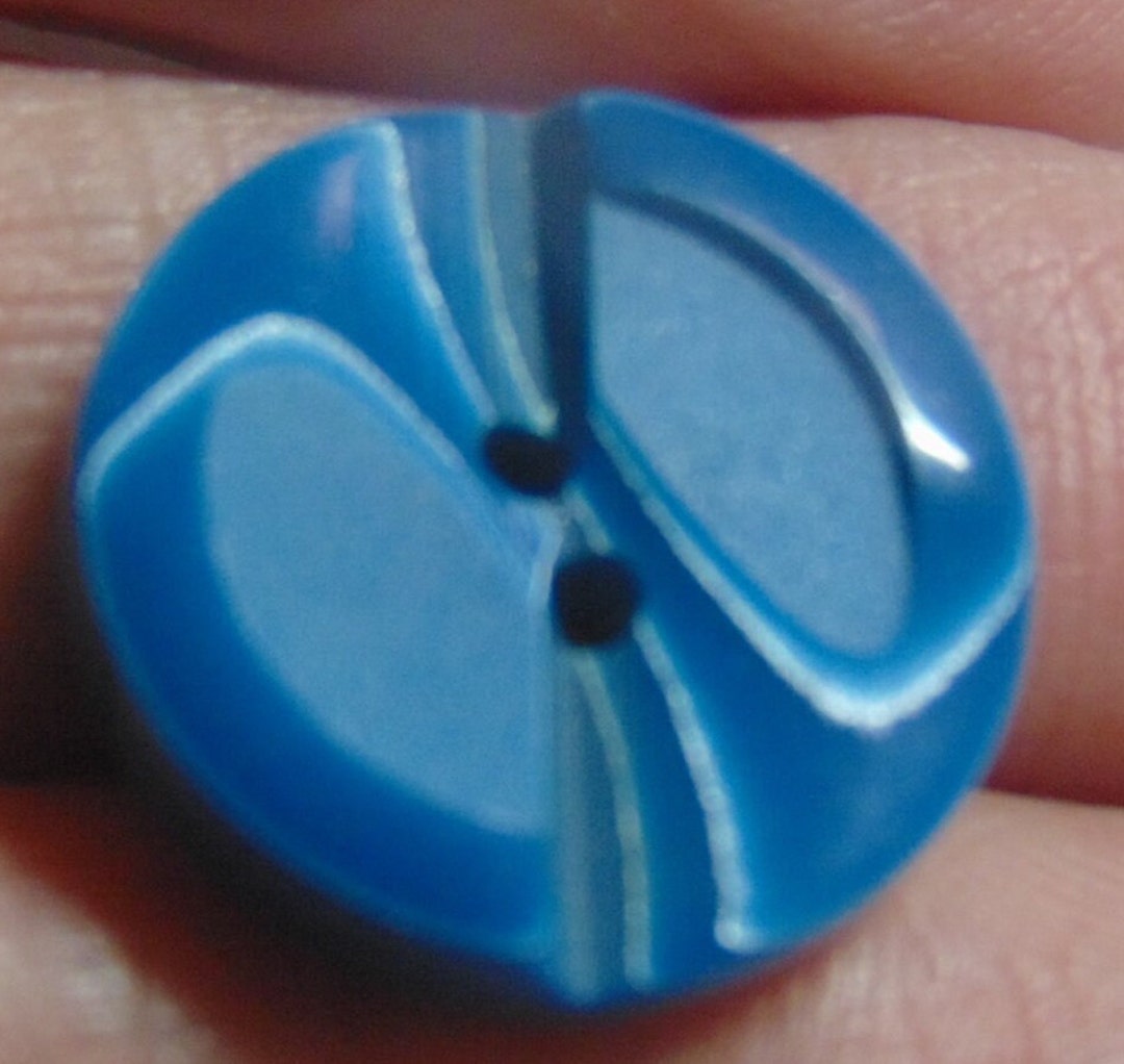 Vintage COOL 60's Lea Stein Rhodoid Button-shades of Sky Blue & White ...