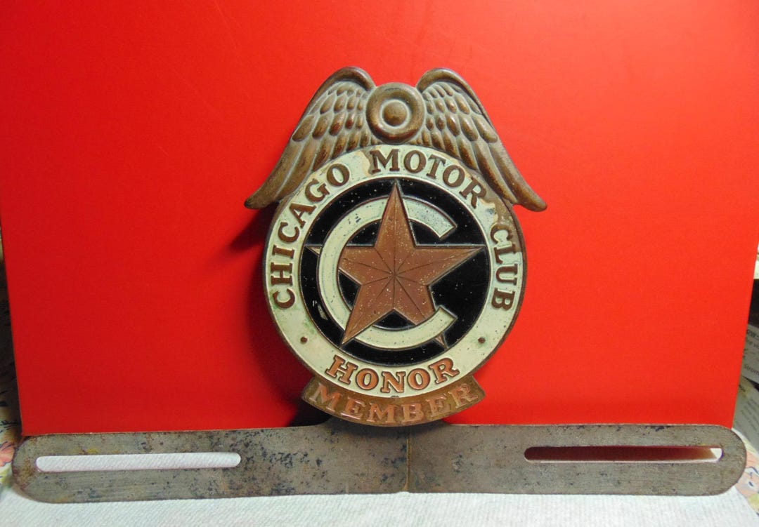 Antique RARE 1920-1945 Chicago Motor Club Honor Member License Topper ...