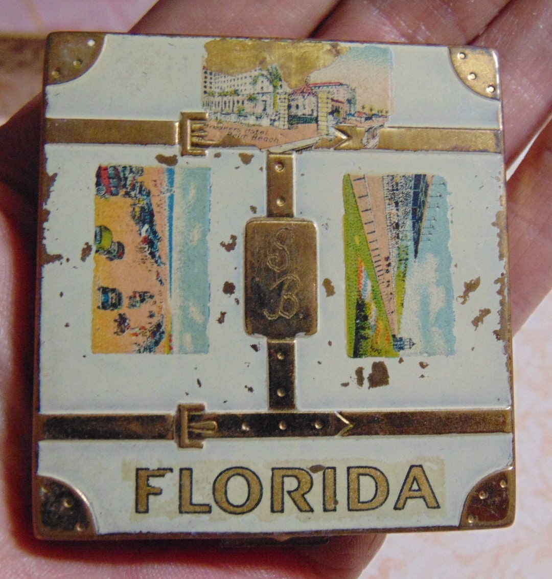 Vintage BEAUTIFUL & Rough 30's/40's Zell? Art Deco Florida Face Powder ...