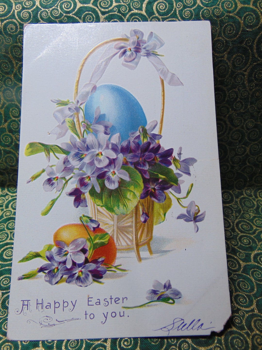 ANTIQUE BEAUTIFUL 1907 A Happy Easter to You Easter Eggs & Violets ...