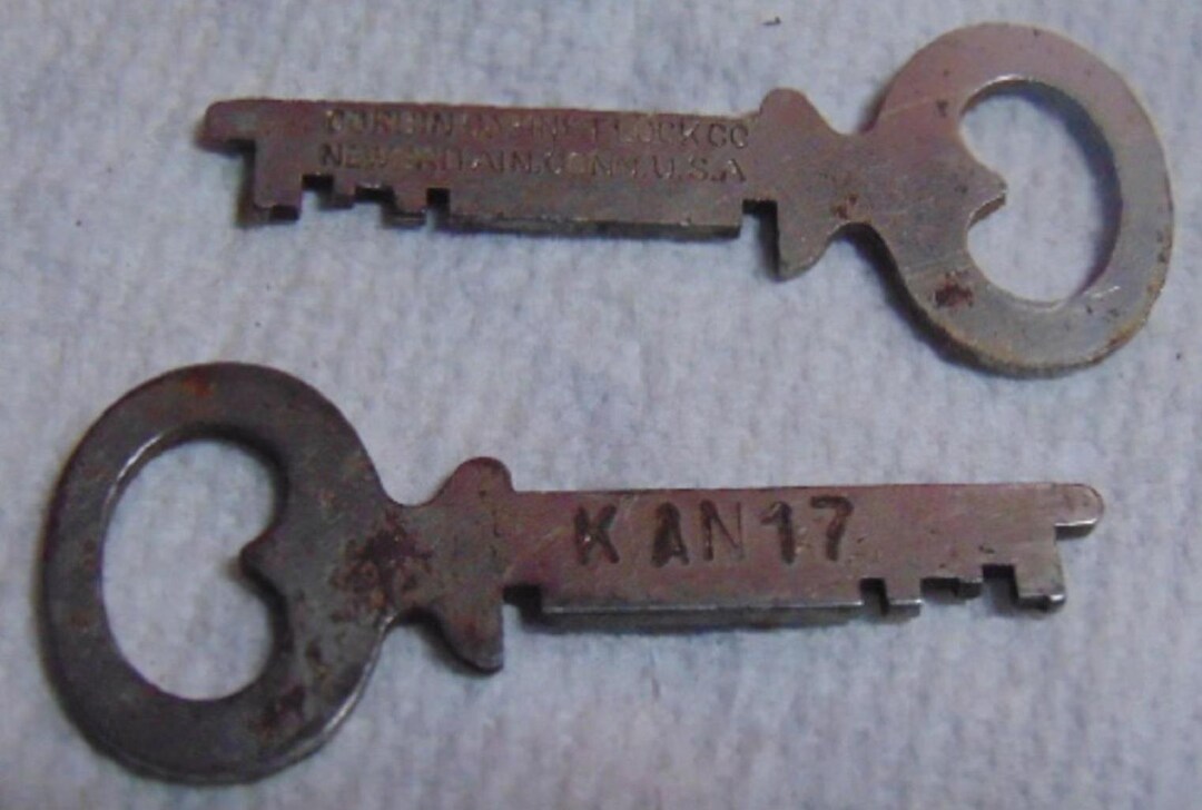 Antique/vintage Padlock KEYS Only Keys Set of 2 Corbin Cabinet Lock Co ...