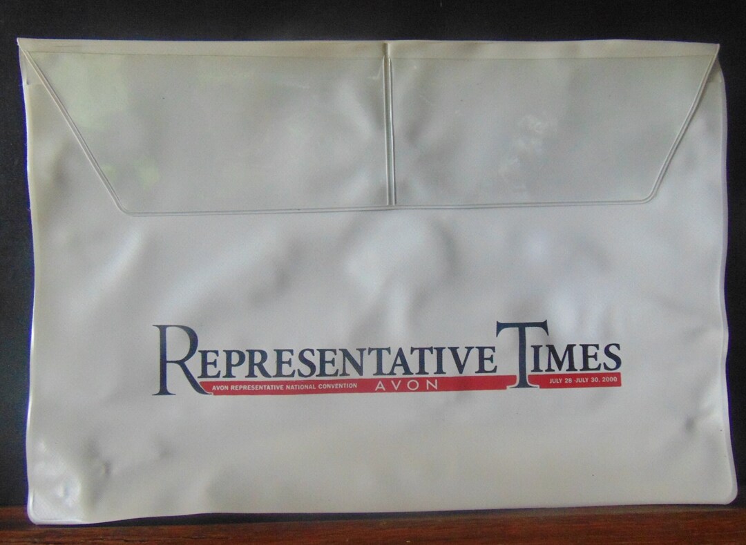 Vintage 2000 Vinyl Representative Times Avon Brochure & Business Clutch ...