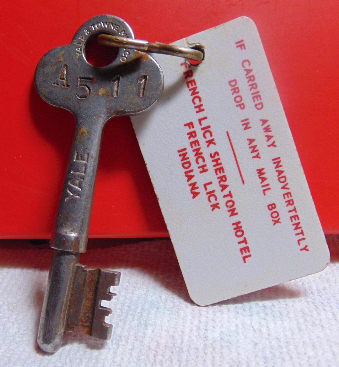 Antique BEAUTIFUL Hotel Room FOB & Skeleton Key French Lick Sheraton ...