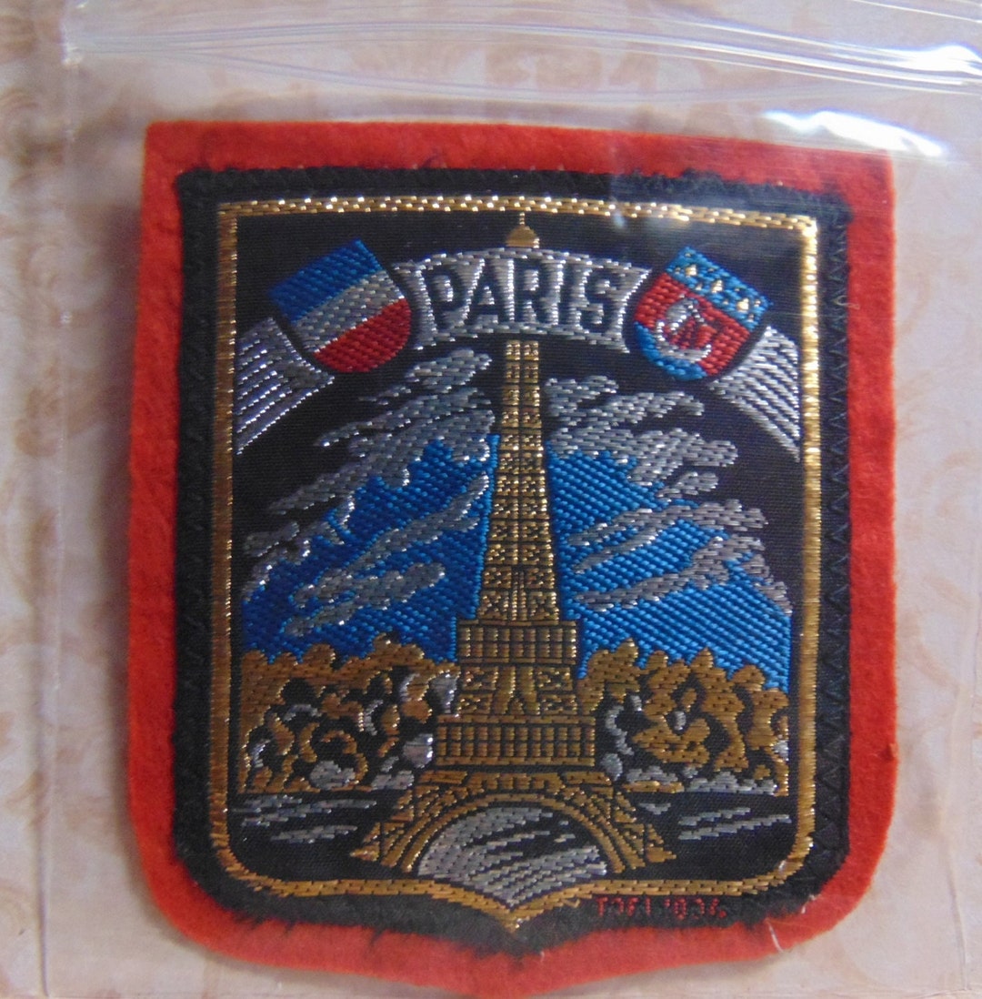 Vintage BEAUTIFUL PARIS France & Seine Embroidered Fabric Patch ...