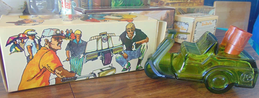 Vintage Avon Men's Decanter 1972-75 'the Avon Open' in Box..#6...green ...