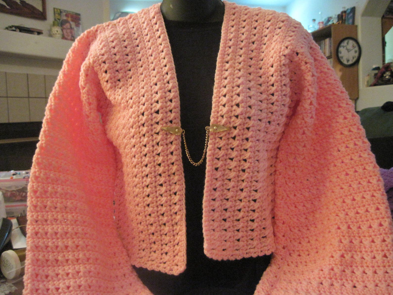 Handmade Hand Crocheted Sweater...pink Carnation...red Heart Yarn... - Etsy