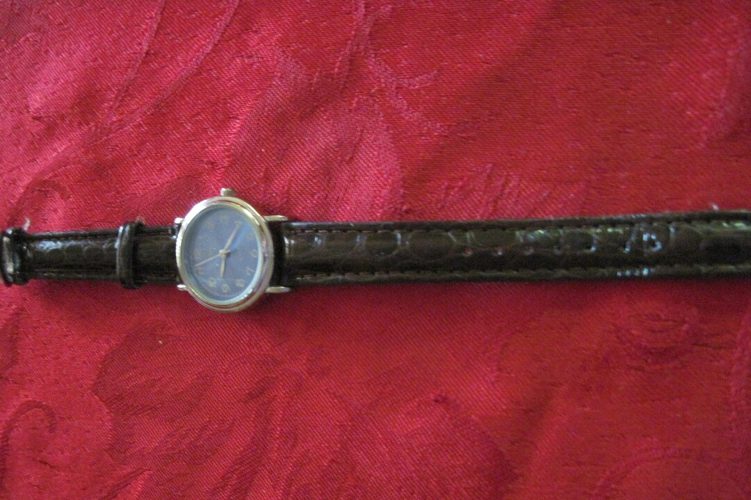 VINTAGE Beautiful RAVINIA Blue Face & Brown Genuine Leather - Etsy