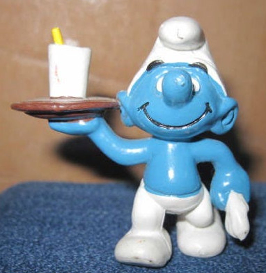 Vintage Waiter/server Smurf W/tray & Glass...rare Display Only..vintage ...