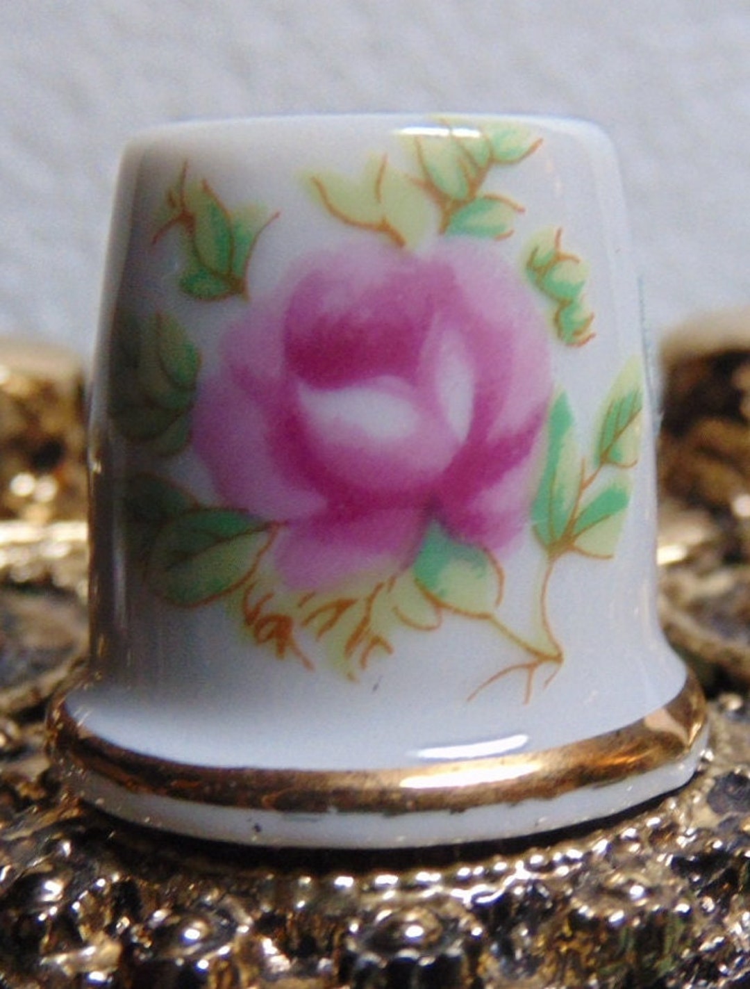 VINTAGE Gorgeous 70's/80's Miniature 7/8" Pink Rose Bone China ...