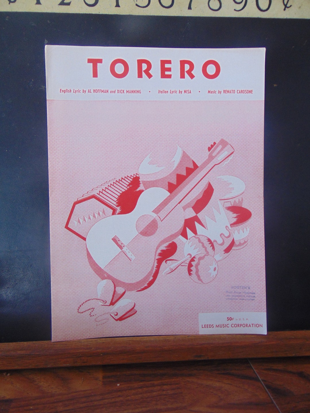 Vintage BEAUTIFUL Graphics TORERO Sheet Music for Piano & Words ...