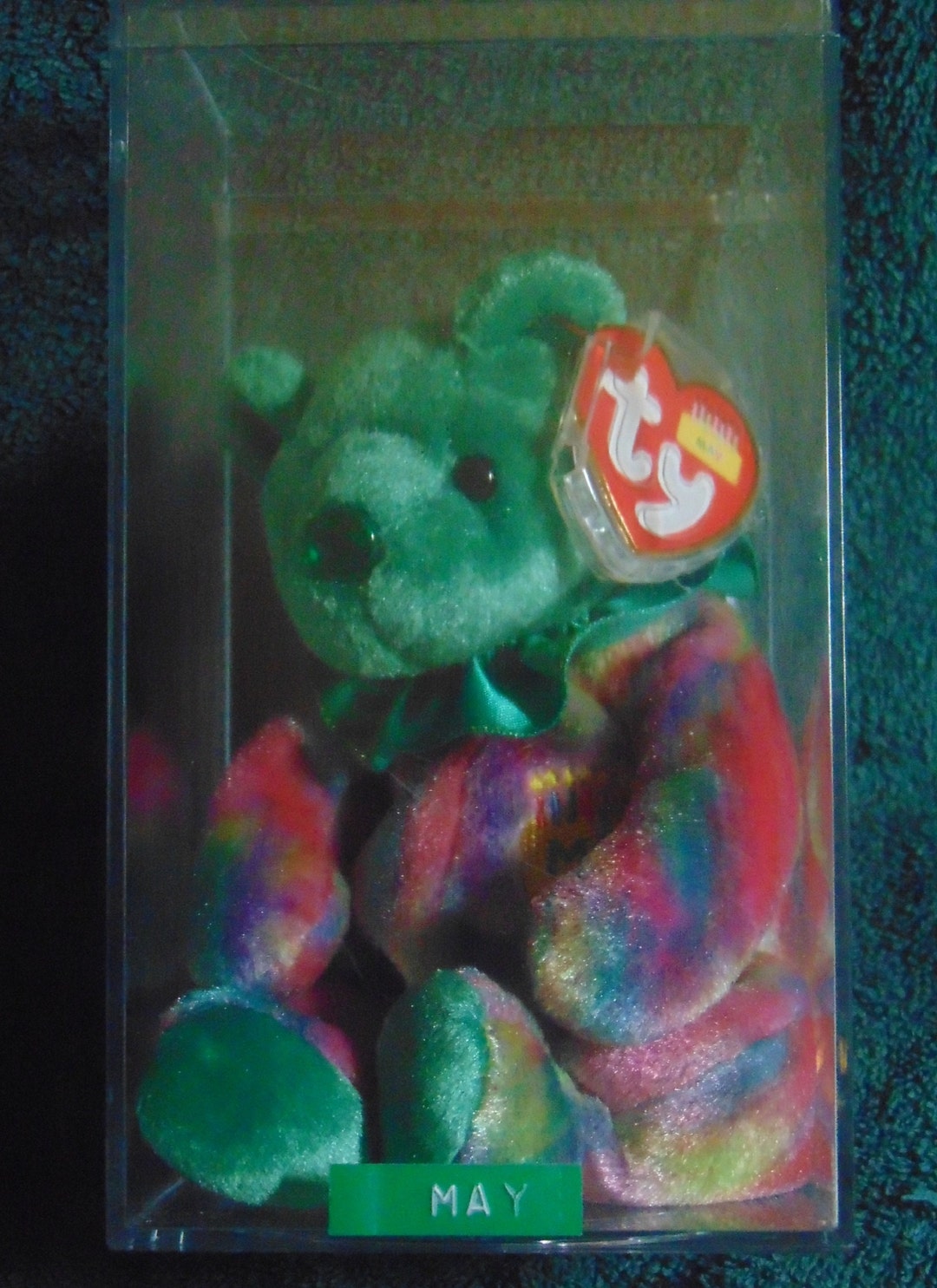 VINTAGE 2001 *ty Beanie Babies* May 'BIRTHDAY' Emerald Green W/tye Dye ...