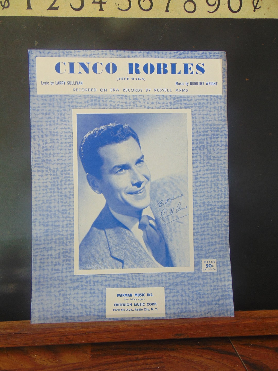 Vintage BEAUTIFUL Graphics 50's Cinco Robles Piano & Words Sheet Music ...