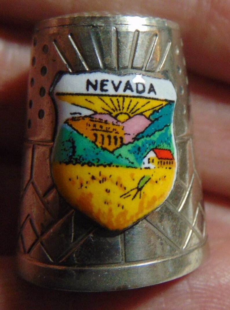 VINTAGE BEAUTIFUL 60's/70's Silver W/ 'crest' W/painted Glass Enamel ...