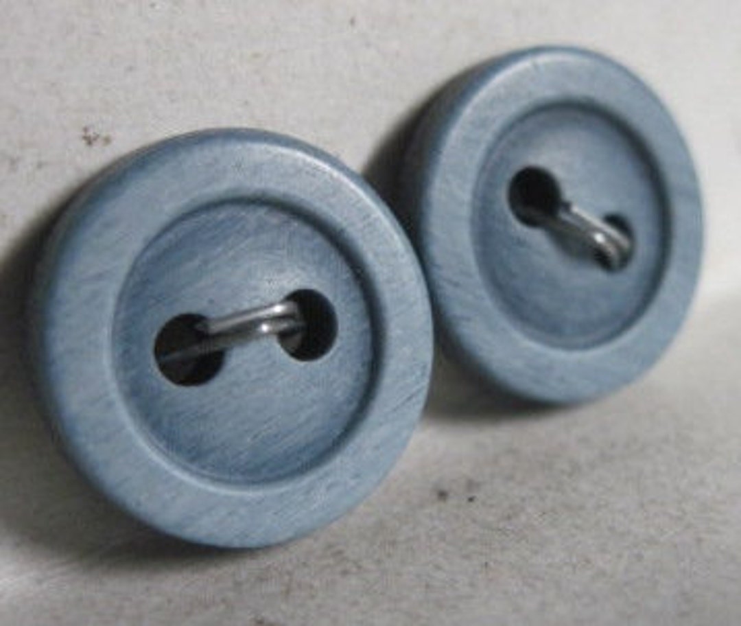 VINTAGE 70's Set of 4 Denim/slate Blue Simple Shirt Buttons..only 2 Are ...