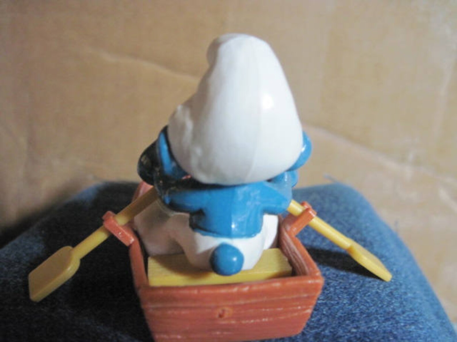 Vintage Super Smurf in Row Boat W/ Paddles..rare Display | Etsy