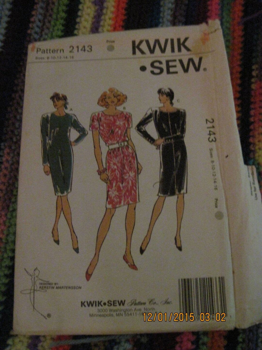 Vintage KIWI SEW Pattern #2143..sz 8-16...misses Dresses..80's.. #136 ...