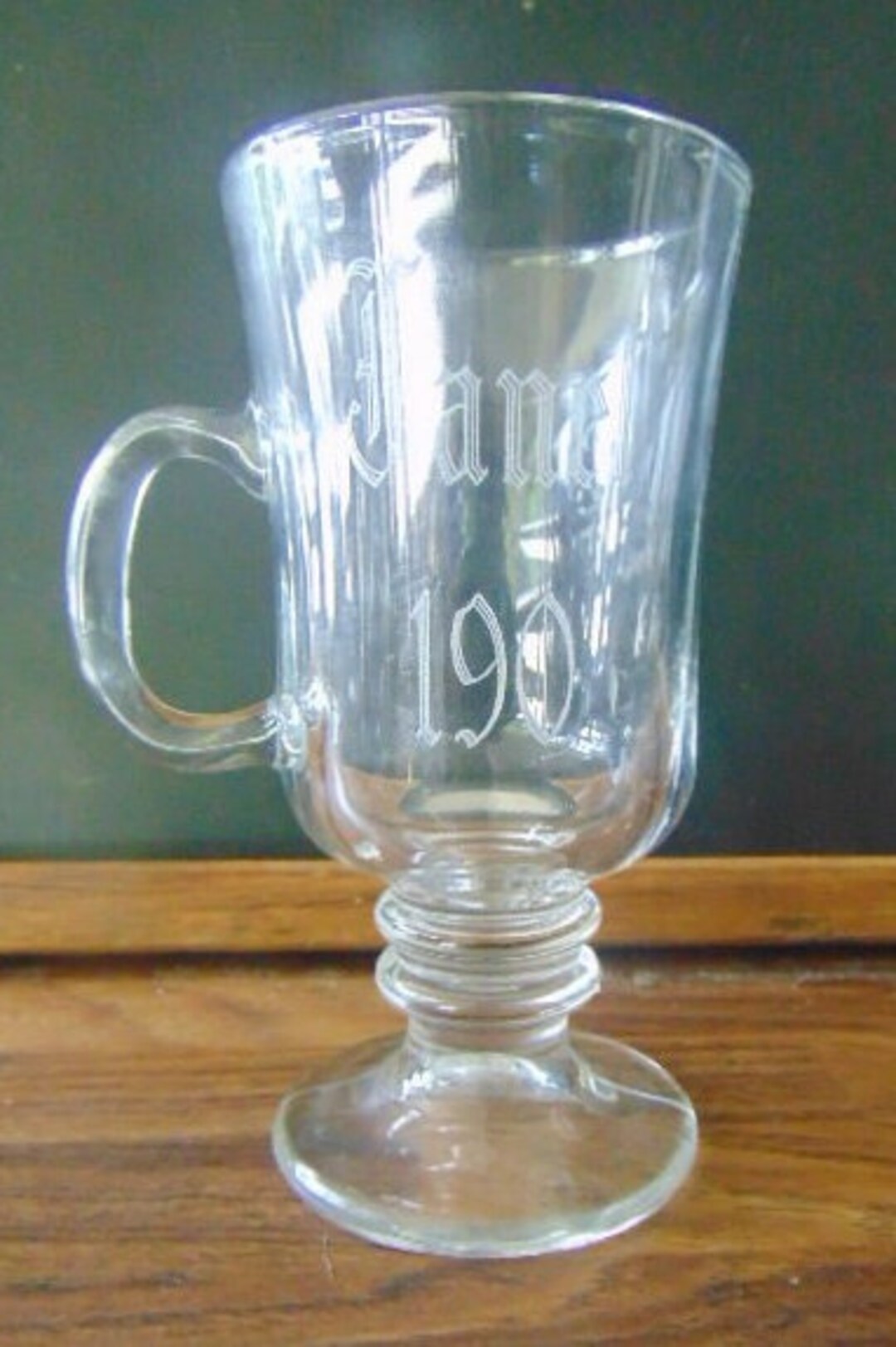 VINTAGE BEAUTIFUL 70's Etched 'janel 190' Glass Mug ...home Decor,man ...