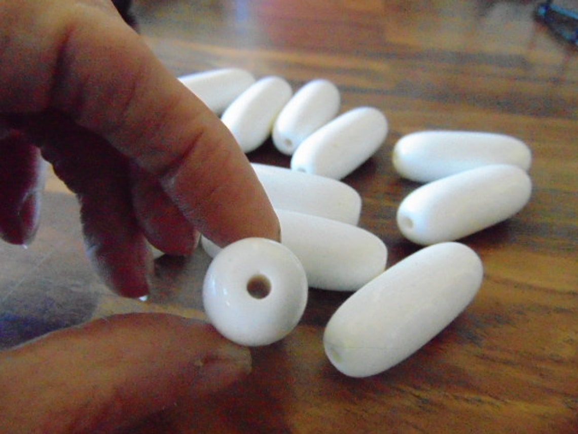 Large White Resin Capsule Bead...44 mm x 17 mm...Jewelry | Etsy