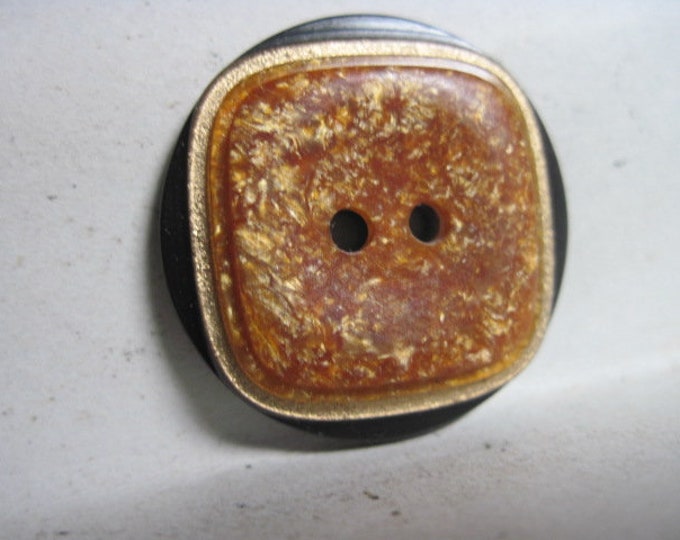 ANTIQUE Lea Stein Rhodoid Button, Amber Pearl,glitter-y Gold Black ...
