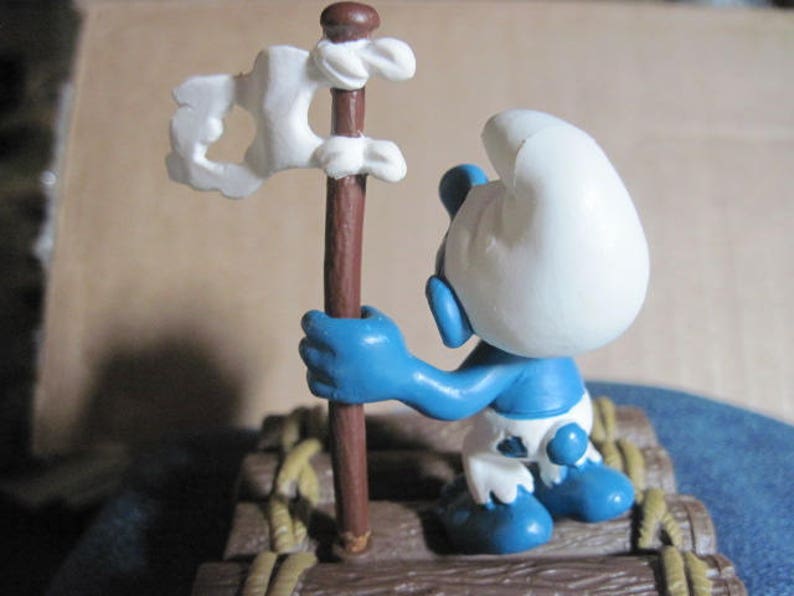VINTAGE Raft SUPER Smurf w/ Raft & Sail ...RARE Display | Etsy