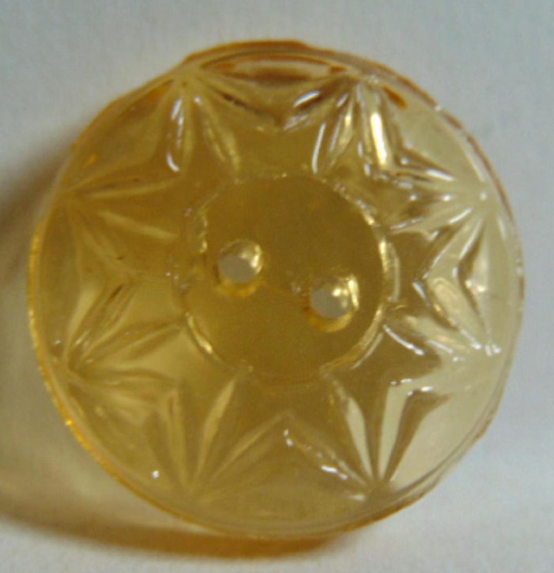 Antique LOVELY 20's-30's Canary Yellow Depression Glass Button W/8 ...