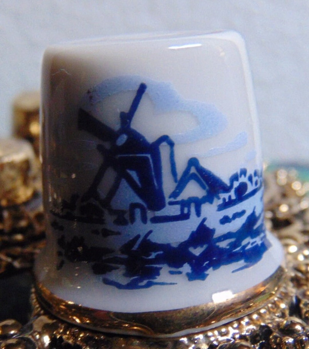 VINTAGE Beautiful 60's/70's Hand Painted MINI Blue Delft Windmill ...