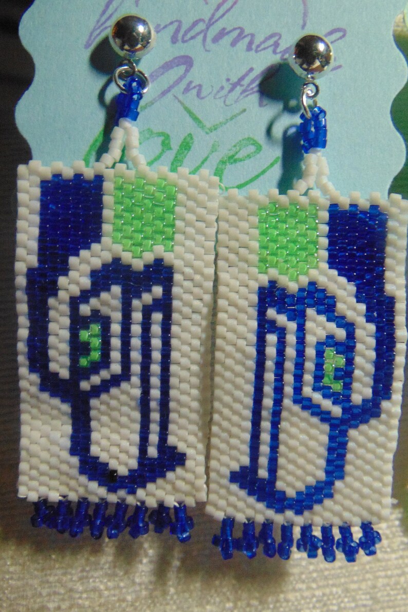 BEAUTIFUL Inspired Native Style Beaded SEAHAWKS Stud Earrings..handmade ...