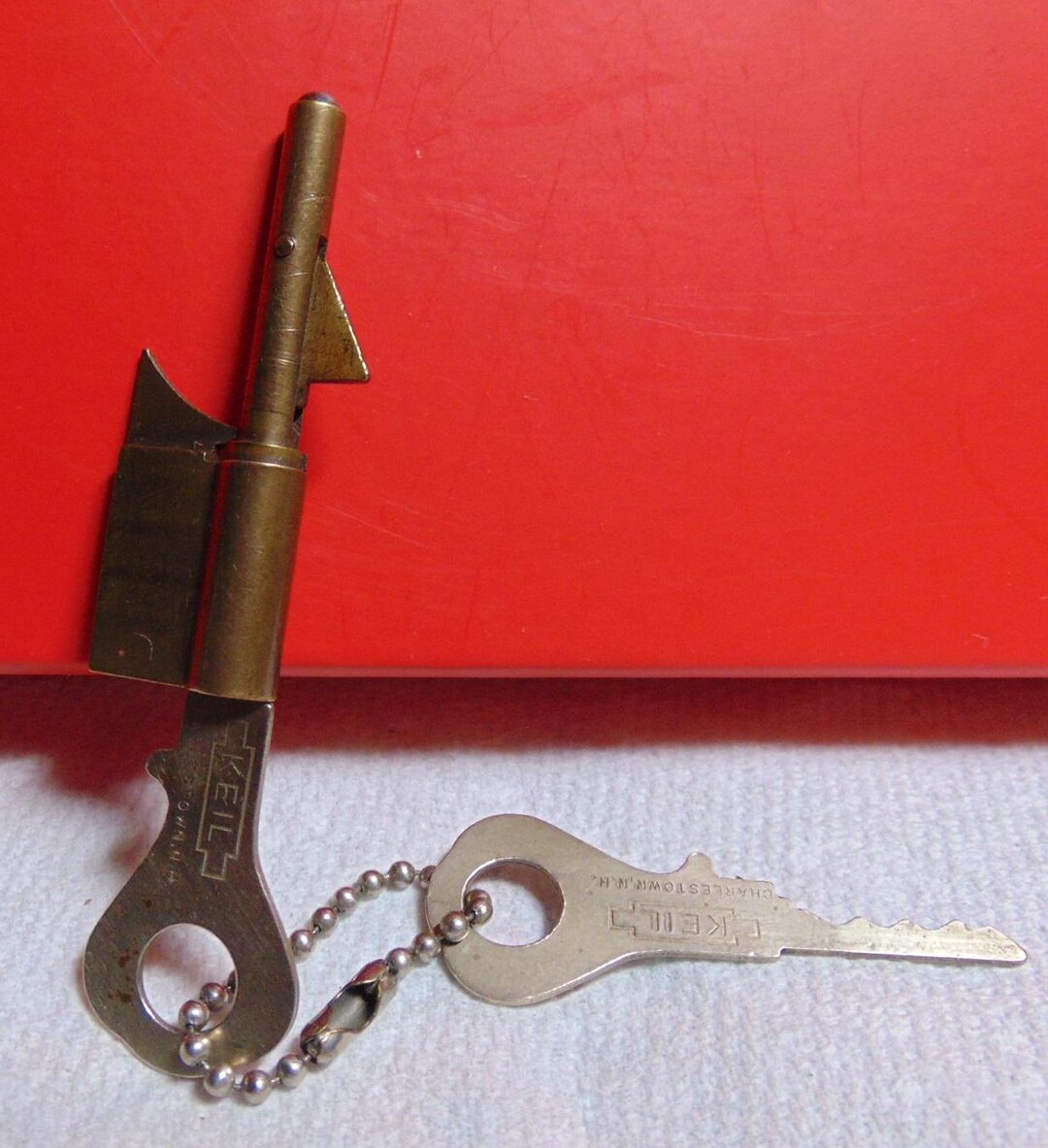 Antique/vintage BEAUTIFUL KEIL Self Locking Lock W/key Hotel Key ...