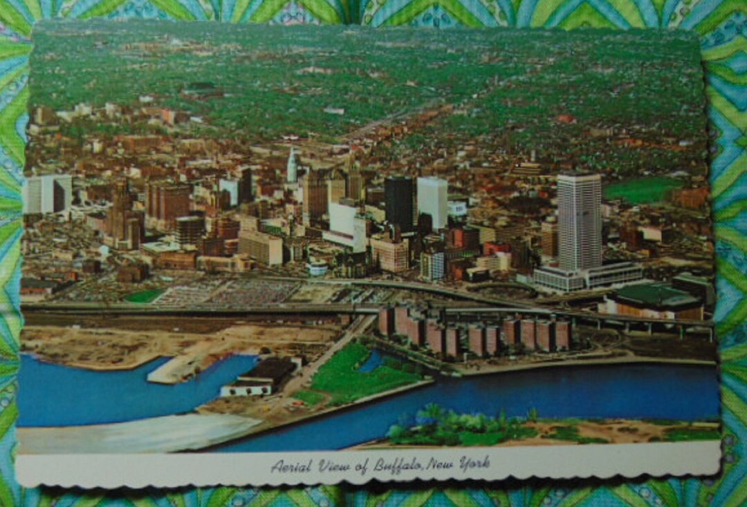 VINTAGE Beautiful 50's/60's Aerial View of Buffalo NY Scallop Postcard ...