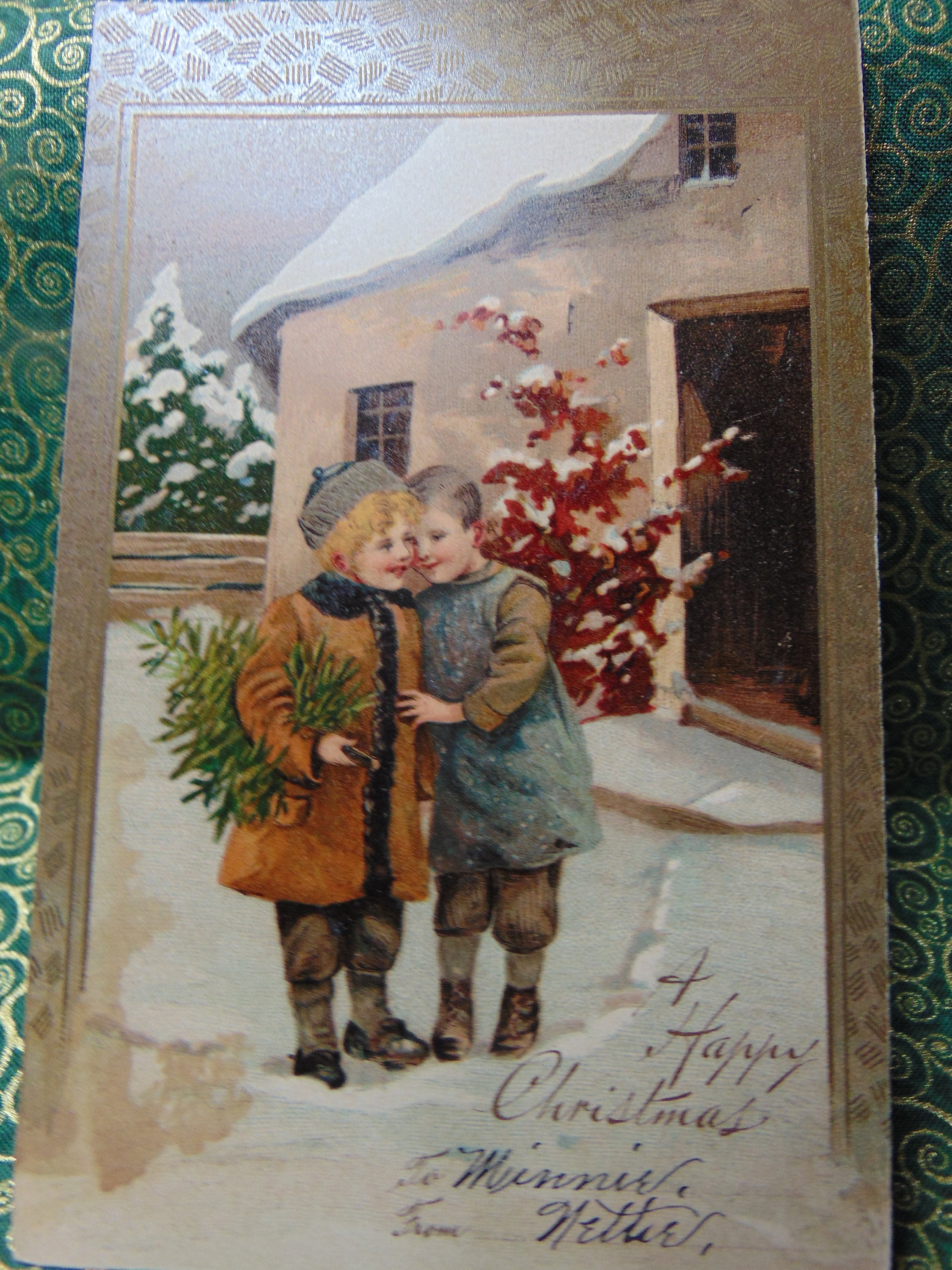 ANTIQUE 1905 A Happy Christmas Postcard-used..866...paper Ephemera ...
