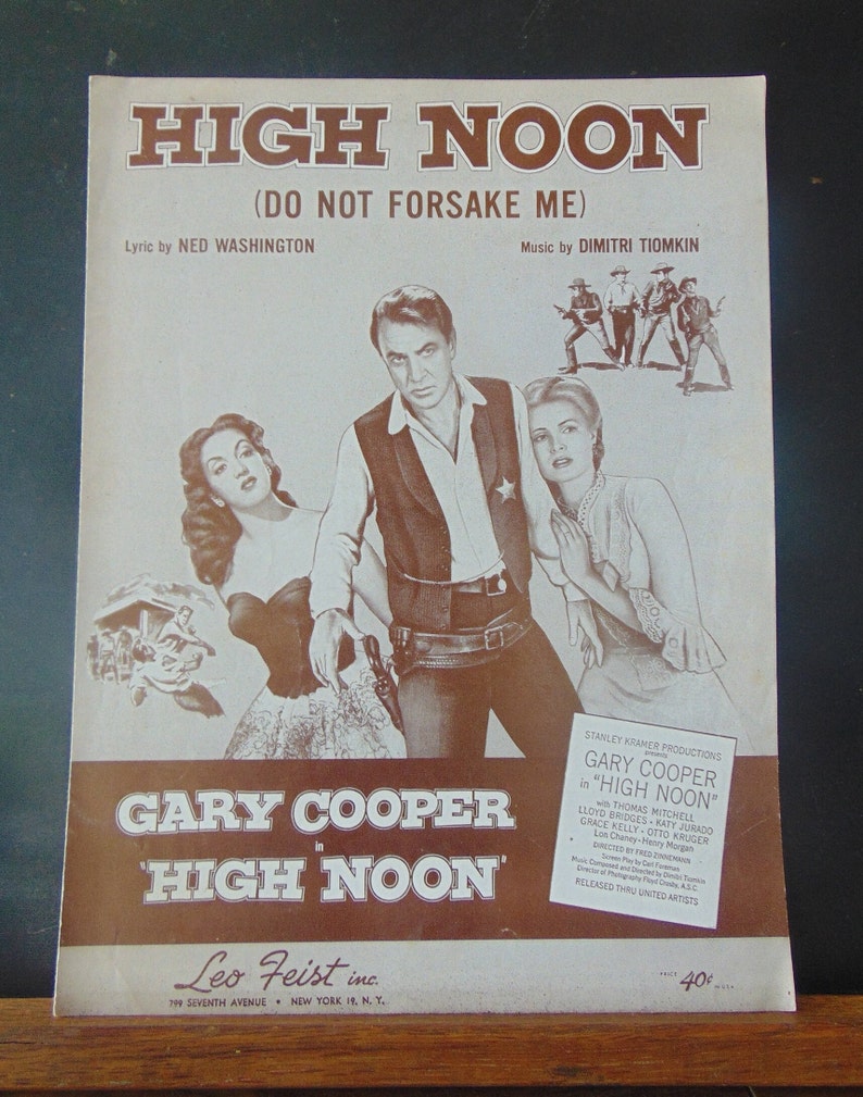 Vintage BEAUTIFUL Graphics HIGH NOON W/gary Cooper Sheet Music for ...