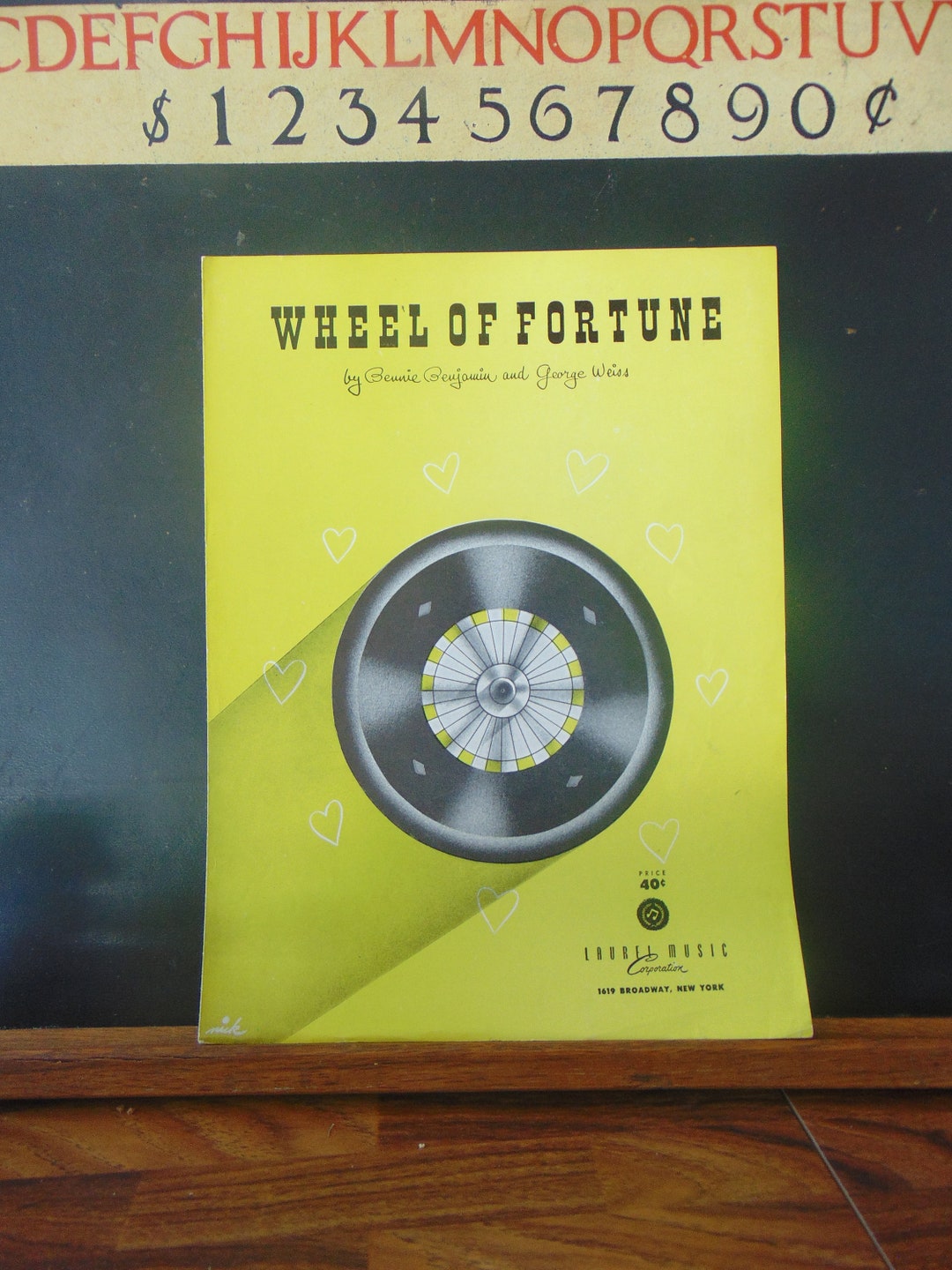 Vintage BEAUTIFUL Graphics 1952 Wheel of Fortune Sheet Music for Piano ...
