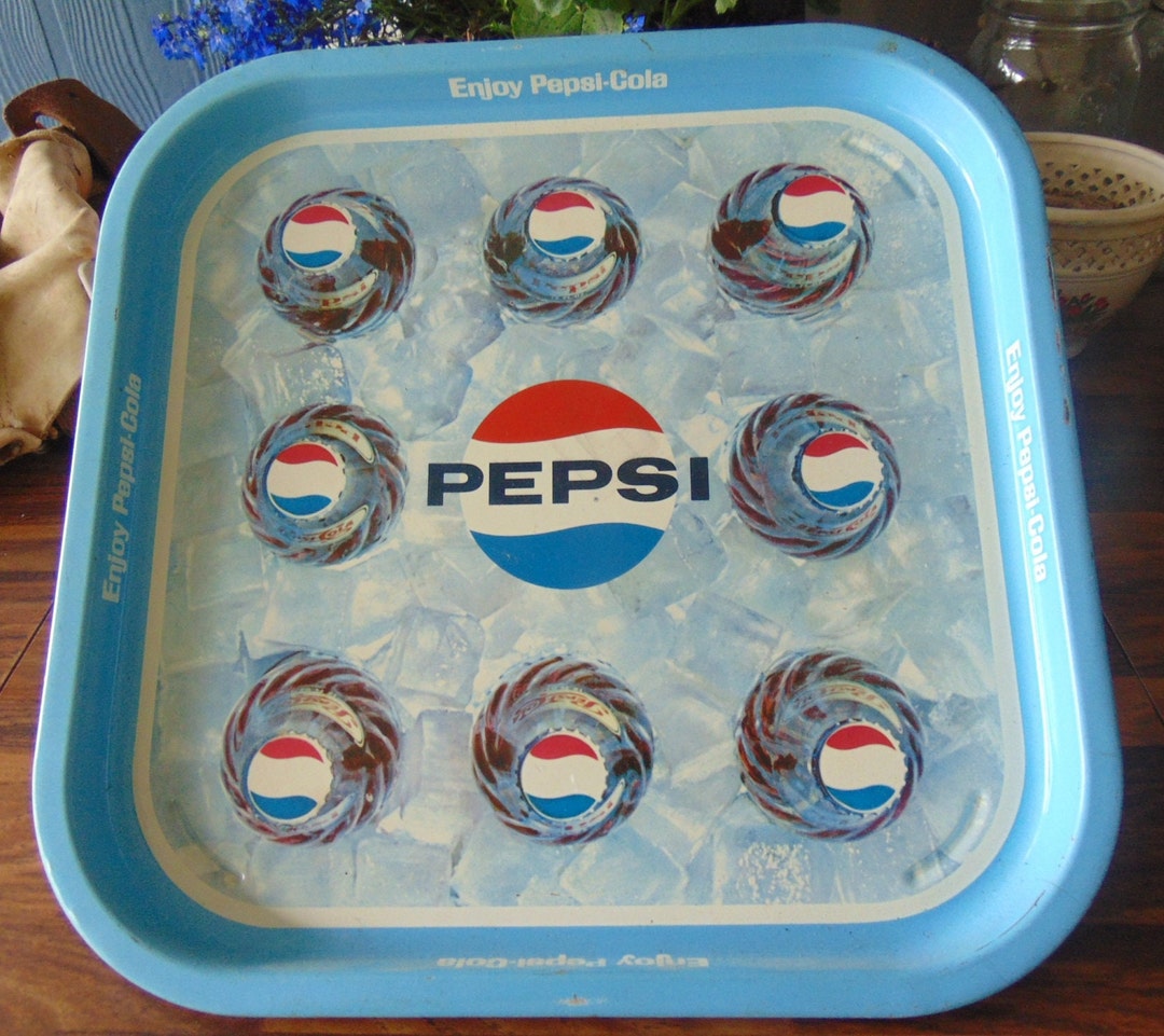 Vintage BEAUTIFUL Original Pepsi W/ 'bottle Cap Theme' 3D Tin Tray/sign ...