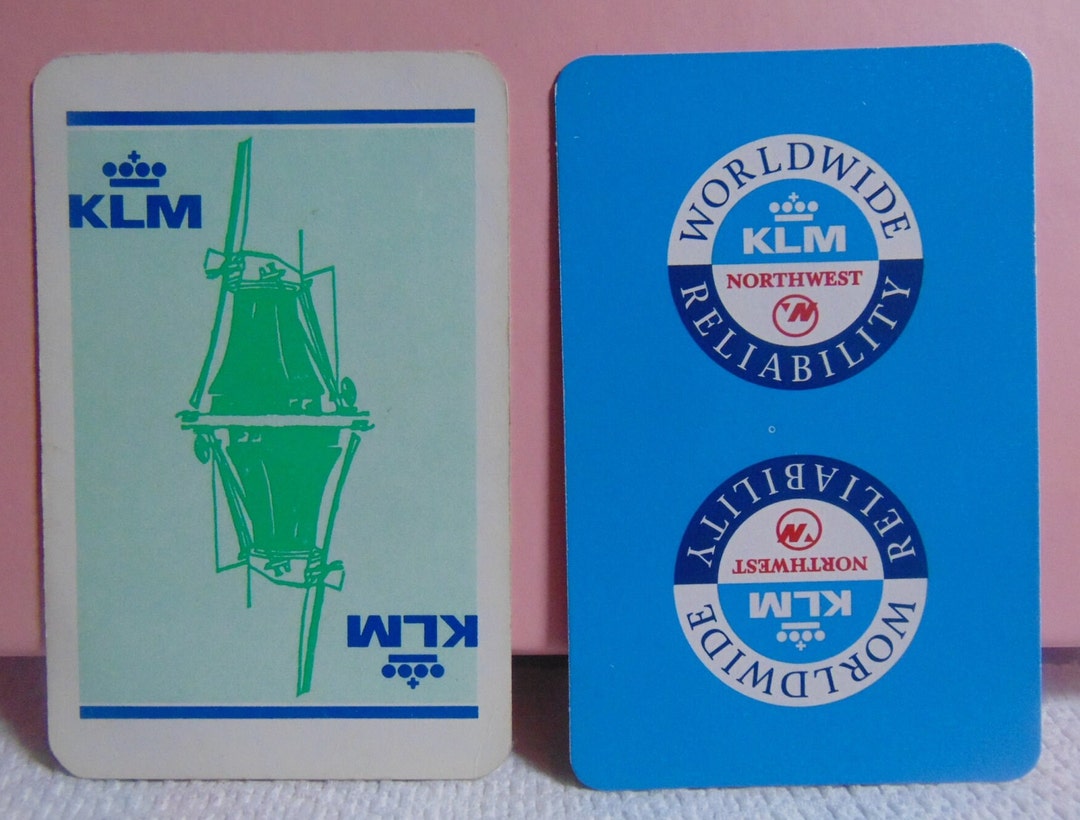 Vintage 60's/70's Set of 2 Worldwide KLM AIRLINES Single Playing Cards ...