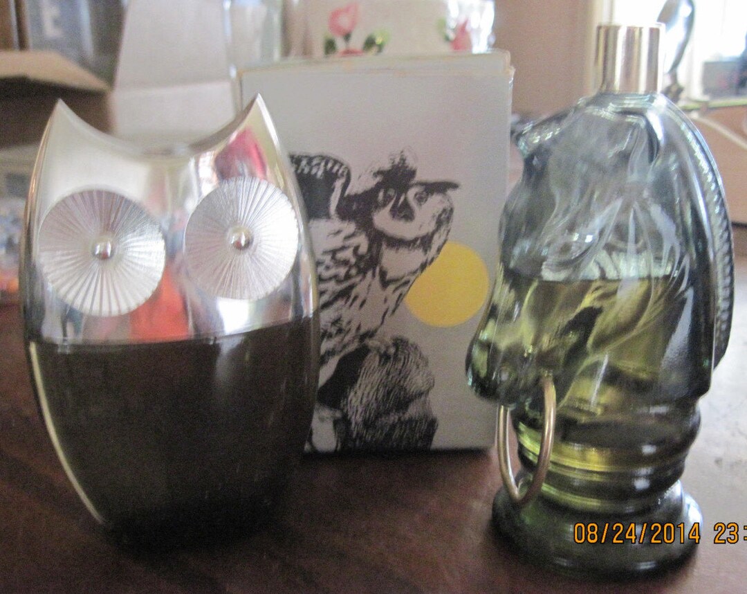 Vintage Avon Men's Animal Cologne Decanters... Owl & Horse...1 in Box ...