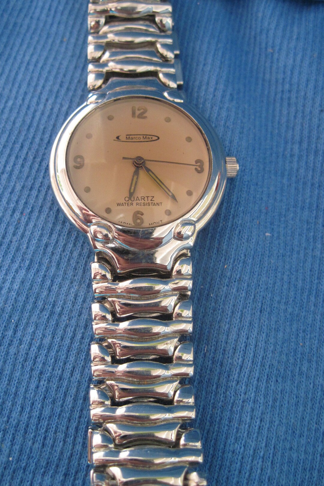 Vintage UNISEX MARCO MAX Quartz Water Resistant Silver Art Deco Watch ...