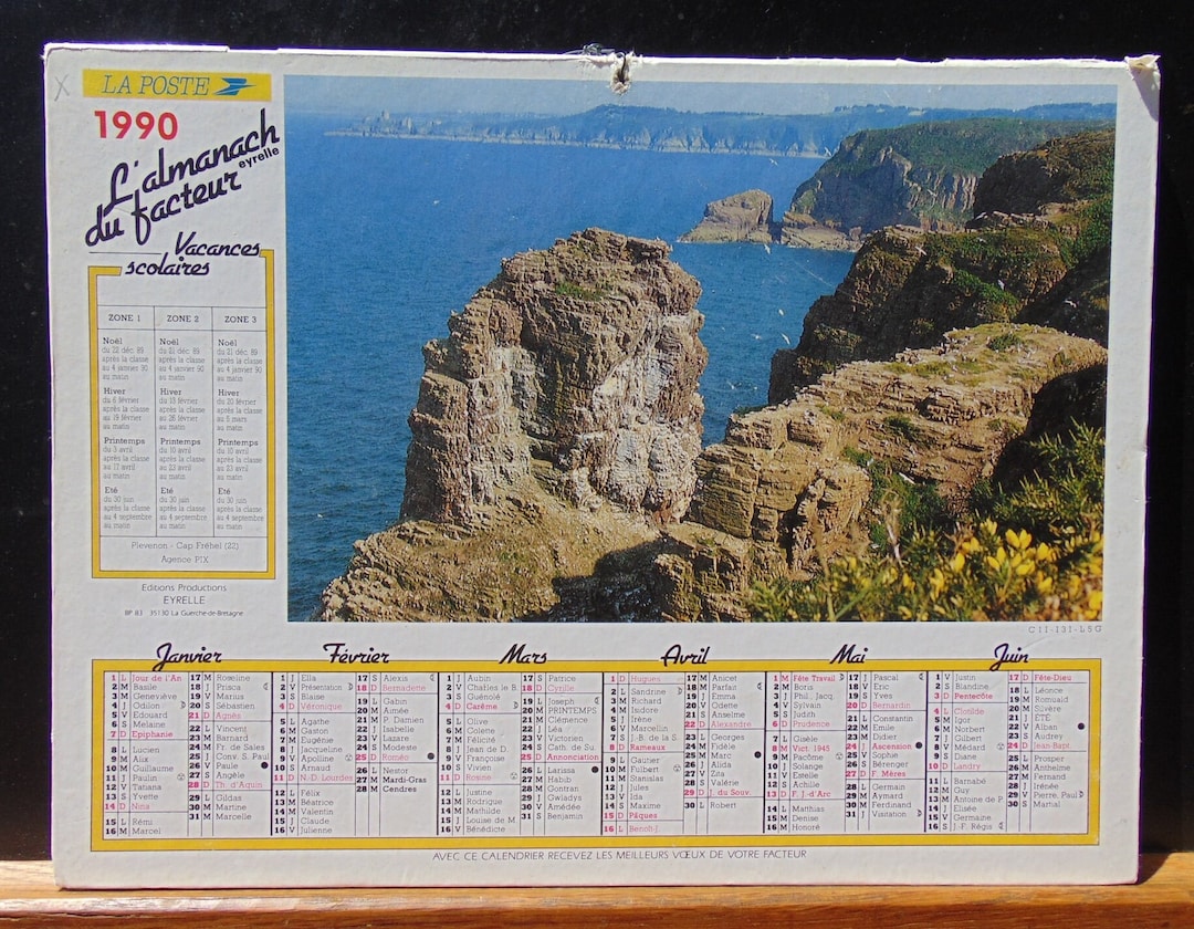 Vintage BEAUTIFUL 1990 French Calendar...used.....vintage Books,french ...