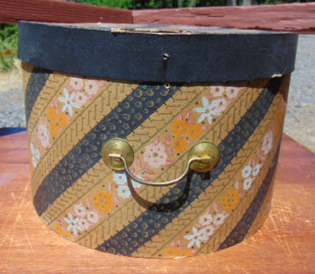 Antique 1900's-30's BEAUTIFUL Black & Gold Art Deco Floral Cardboard ...