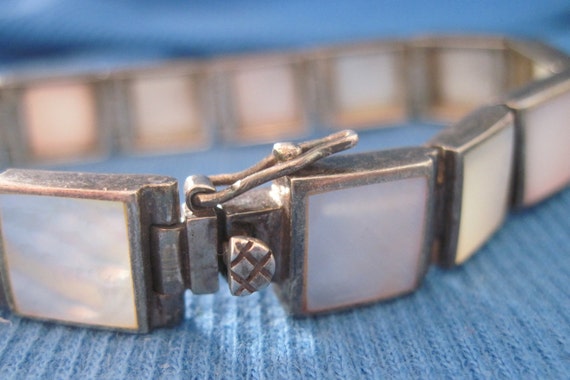 Vintage GORGEOUS .925 THAI FAS Silver & Mother of Pea… - Gem